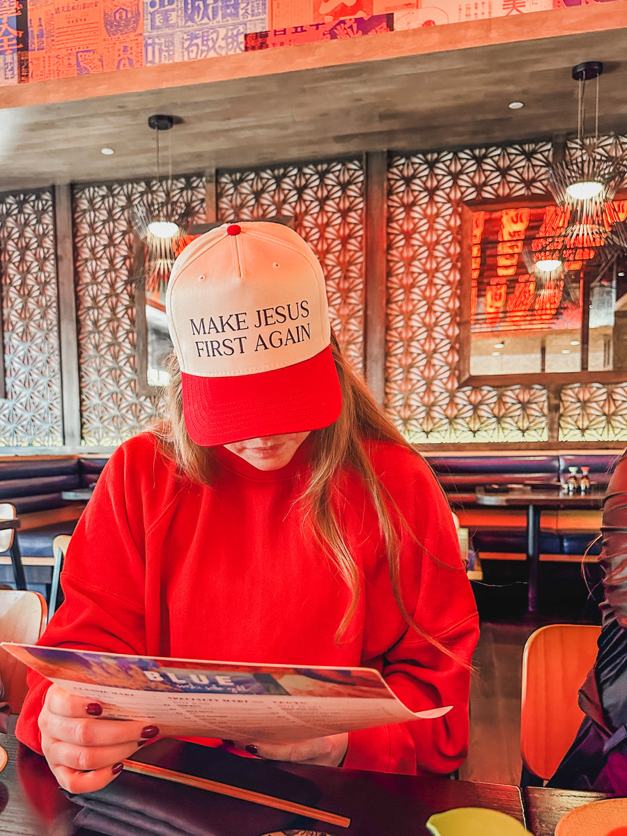 Make Jesus First Again | Trucker Hat – Sister Shirts
